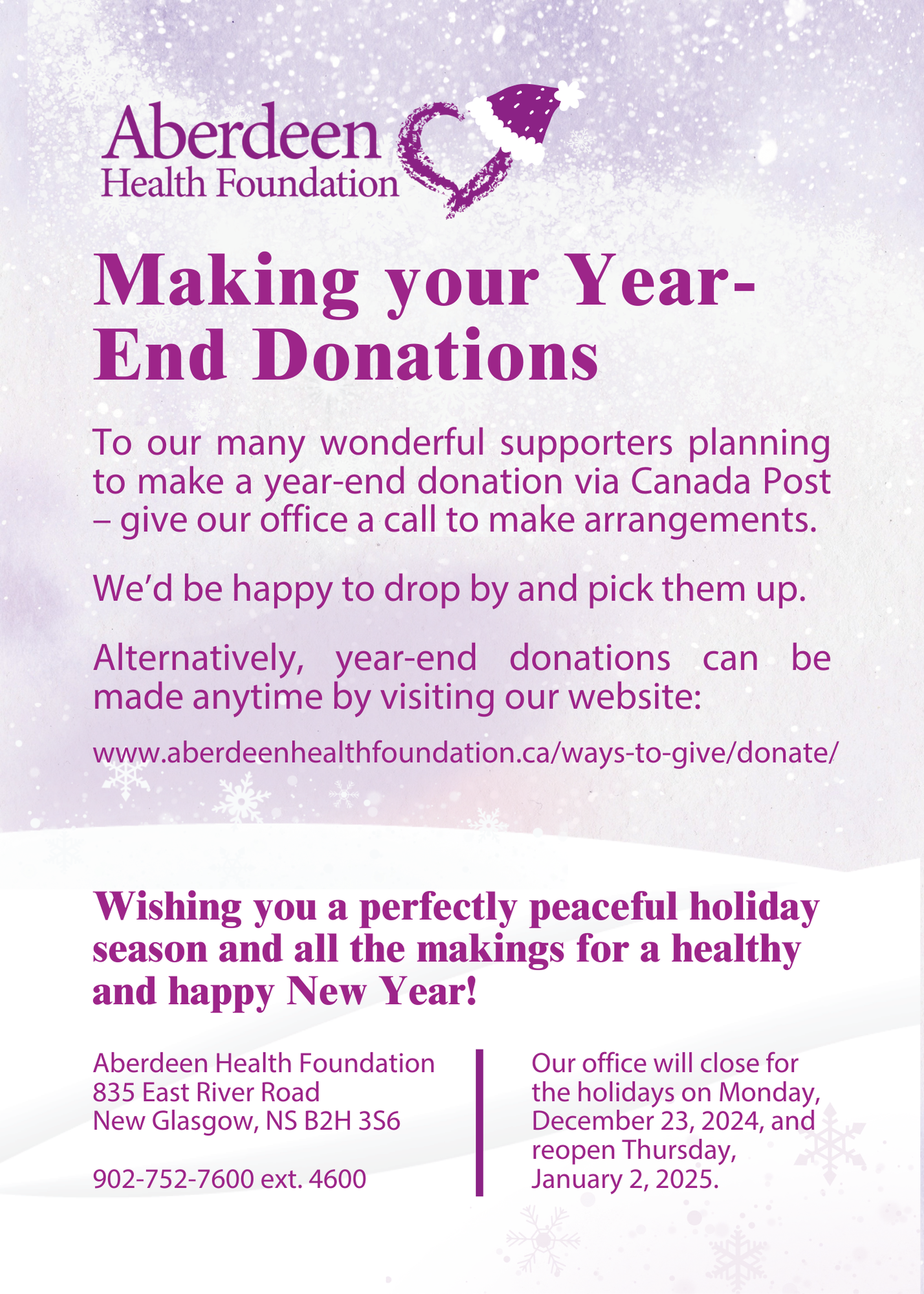 Making your Year-End Donations 2024 - Aberdeen Health Foundation